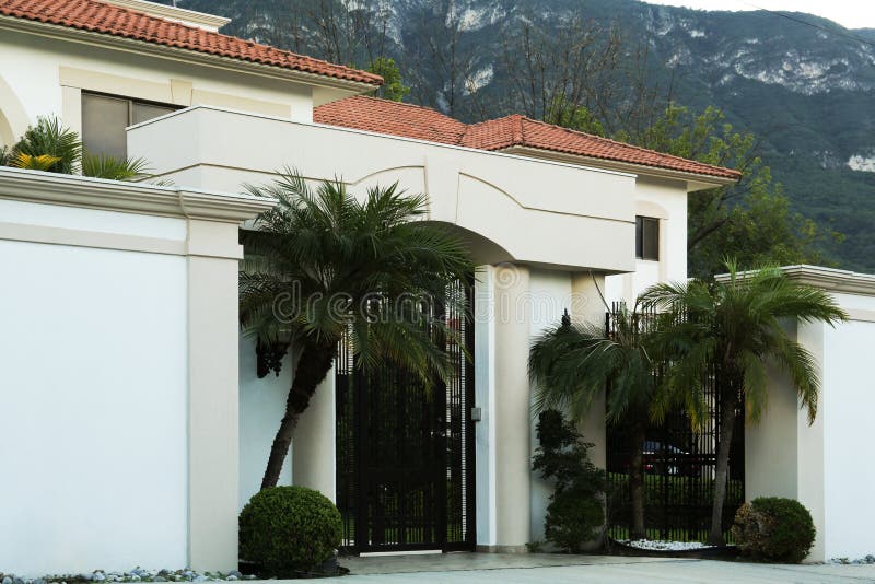 Beautiful View of Building with Metal Gates Stock Image - Image of ...