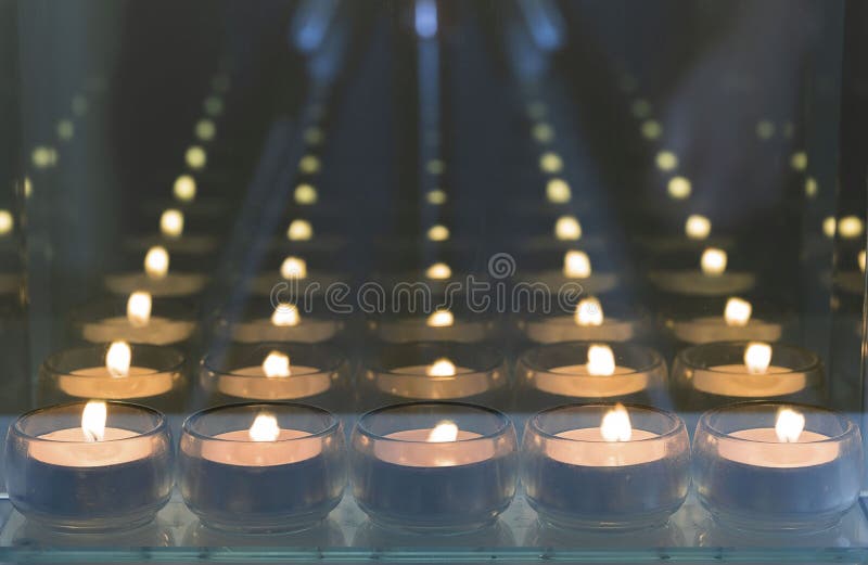 Beautiful View of Candlelights with Mirror Reflection. Holidays ...