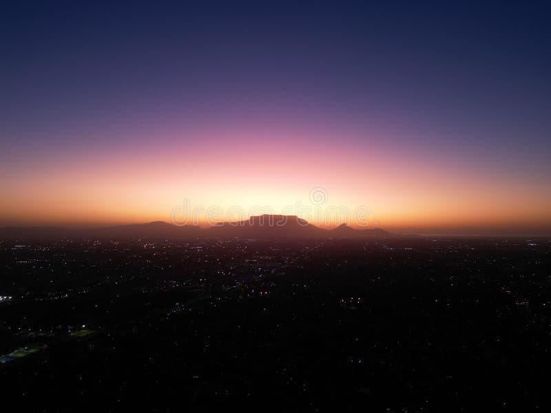 Beautiful View of Cape Town at Sunset with Table Mountain S Silhouette ...