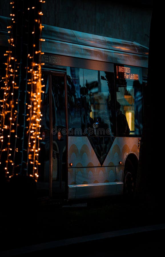 Beautiful View of City Bus at Night Editorial Stock Image - Image of ...