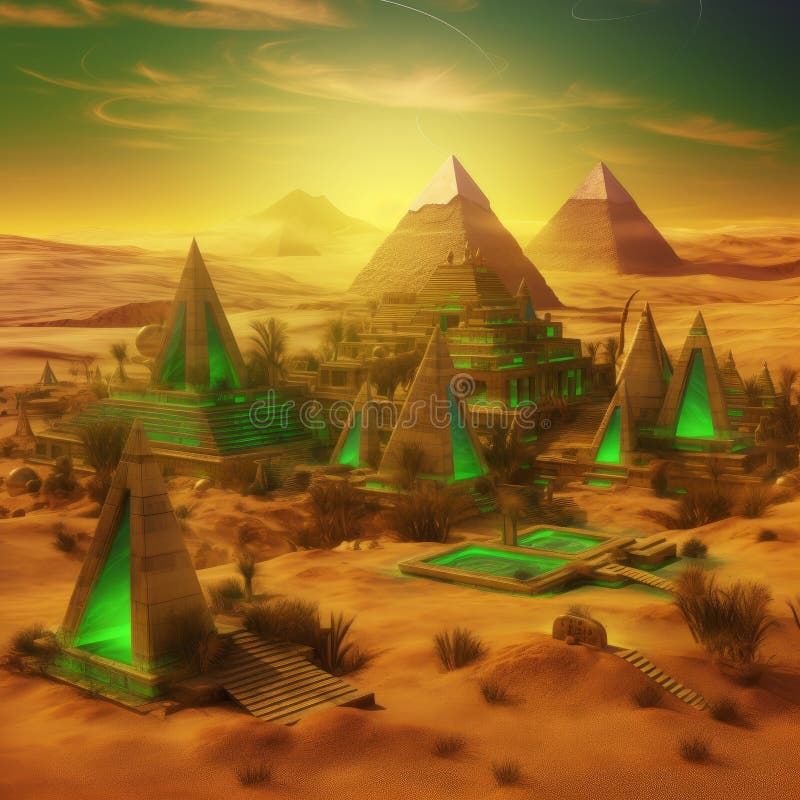 Beautiful View of City of Steampunk Pyramids Image Generative AI Stock ...