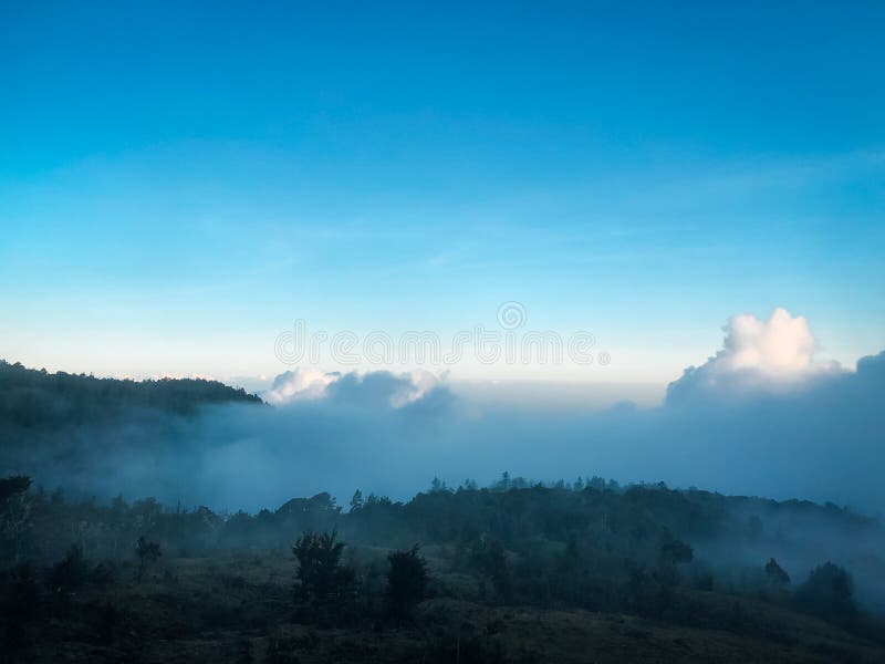 The Beautiful View on the Climbing Route with a Thin Mist is really ...