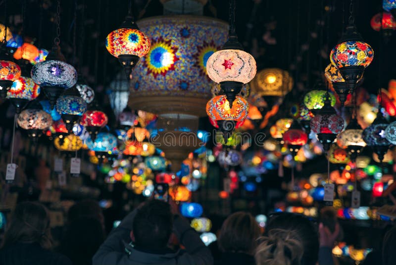 Beautiful View of Colorful Lanterns Stock Photo - Image of dusk ...
