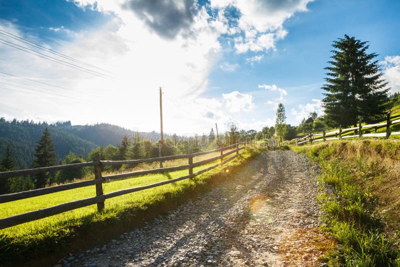 Beautiful View of Countryside Road. Mountains Background Stock Photo ...