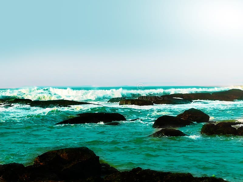 Beautiful View of Cyan Color Sea Stock Photo - Image of cloudscape ...