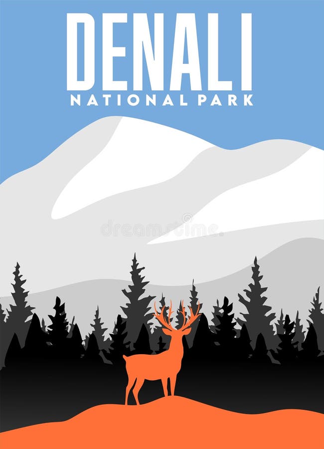 Beautiful View in Denali National Park Stock Illustration ...