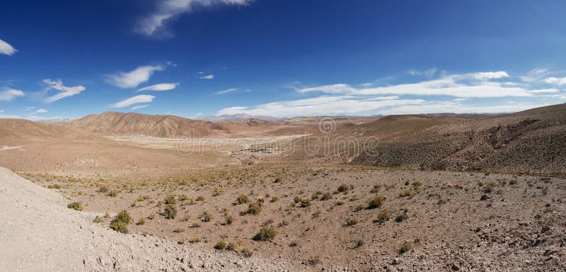Beautiful View of a Desert Area with Bushes Under a Cloudy Sky Stock ...