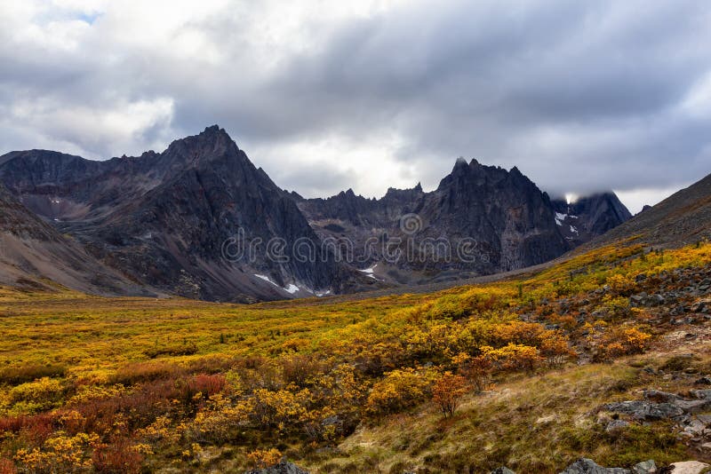 Beautiful View of Dramatic Mountains and Valley during Fall Stock Image ...