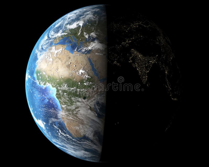 Beautiful View on Earth from Space, Asia at Night Stock Illustration ...