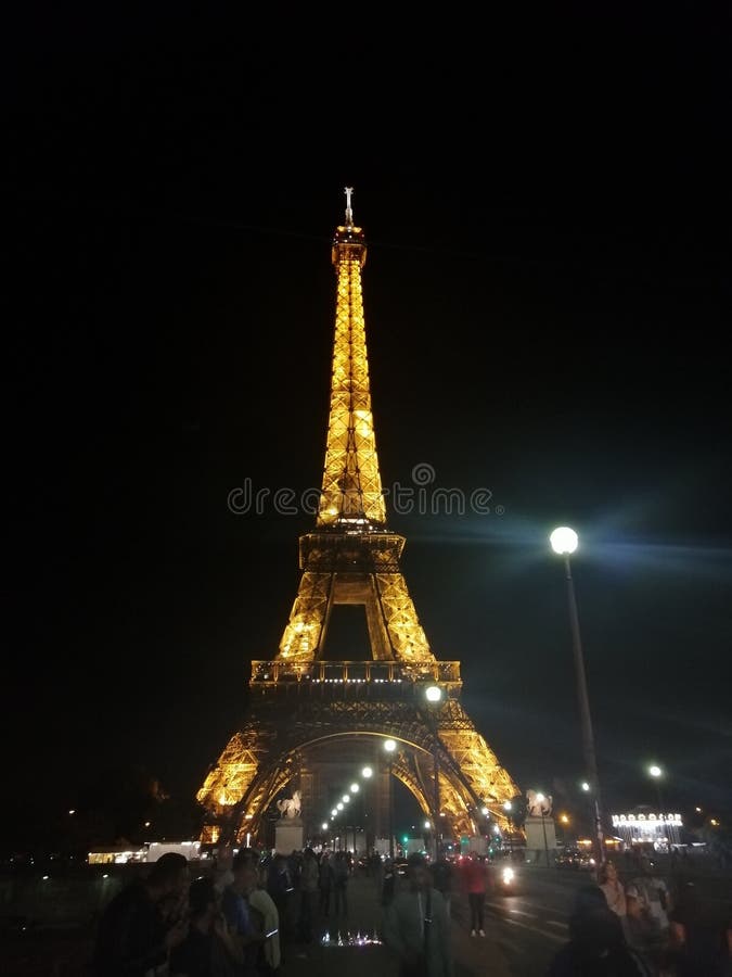 Beautiful View of Eiffel Tower at Night Editorial Stock Photo - Image ...