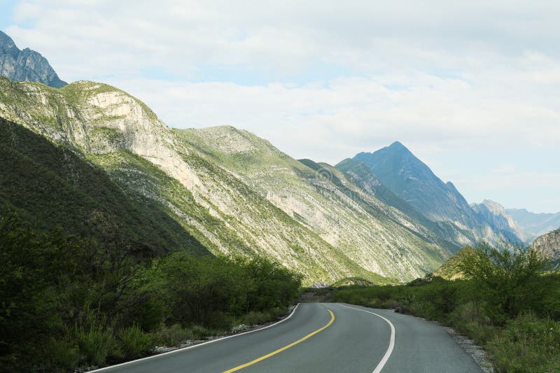 Beautiful View of Empty Asphalt Highway Near Mountains Outdoors. Road ...