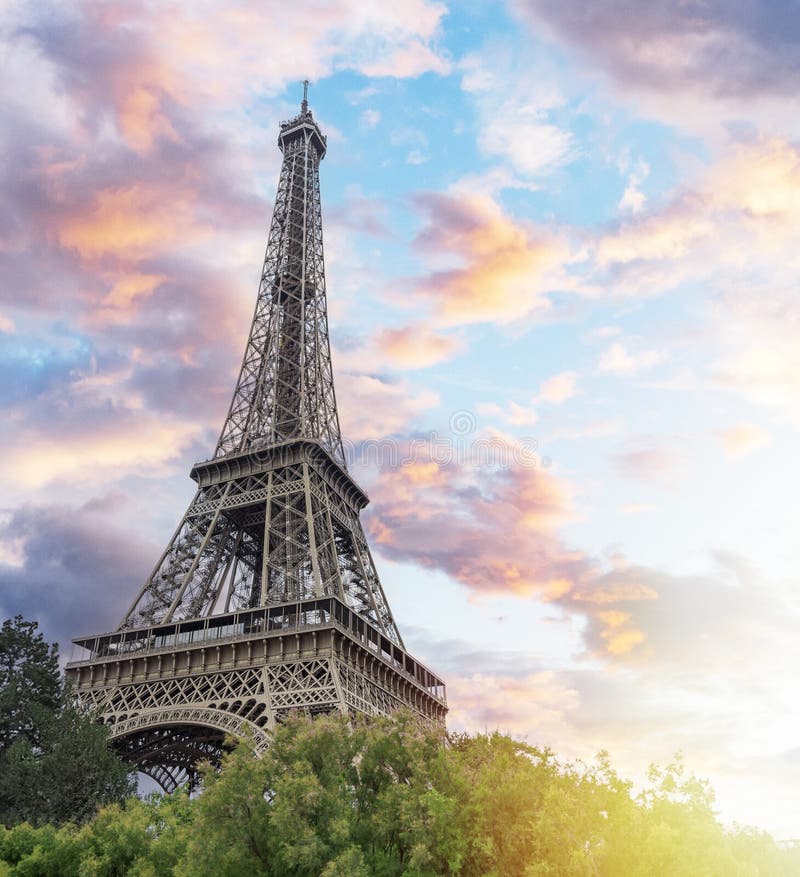 Beautiful View of Famous Eiffel Tower in Paris, France. Stock Image ...