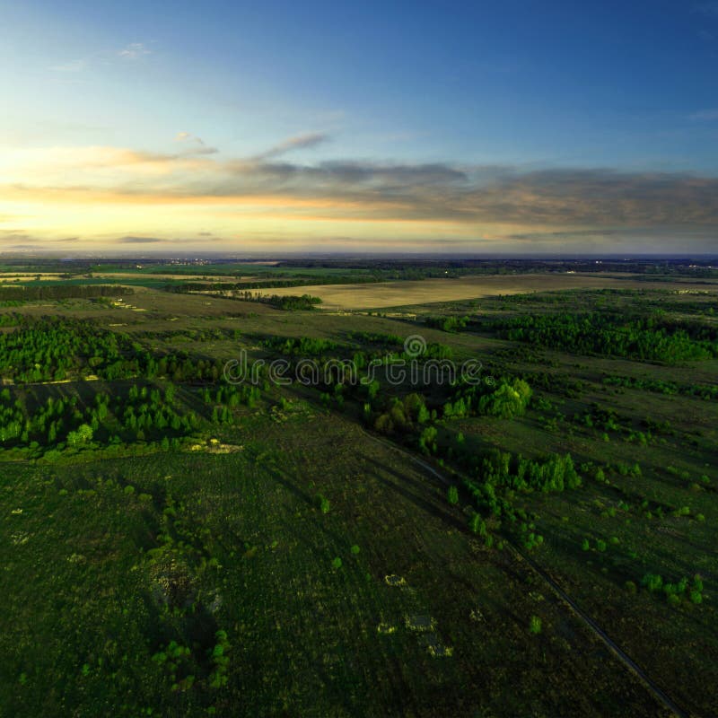 Beautiful View of the Fields with Trees on it at Sunset. Stock Photo ...