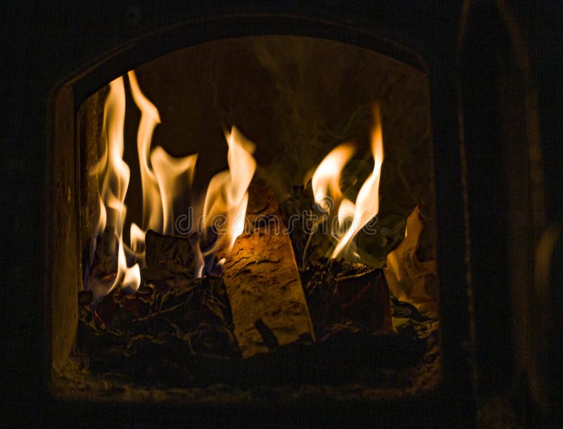 Fire Burning Bright Flame on a Dark Background Stock Photo - Image of ...