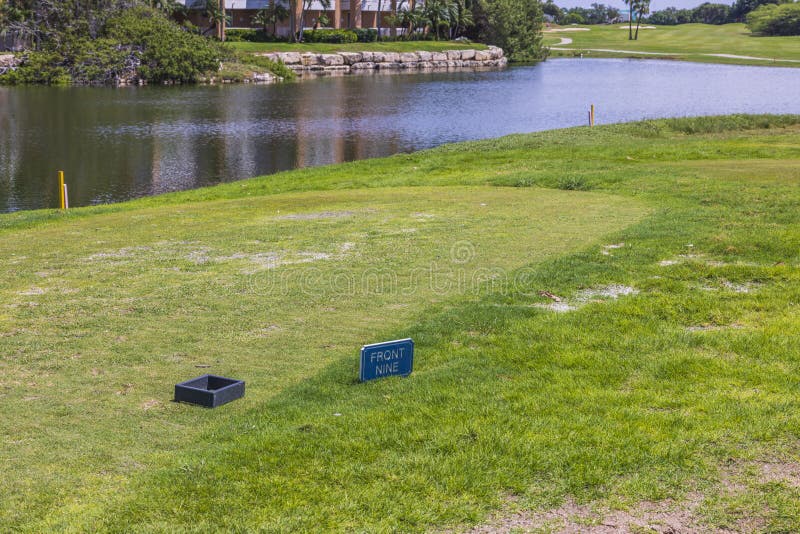 Beautiful View of Front Nine Sign on Golf Course. Stock Image - Image ...