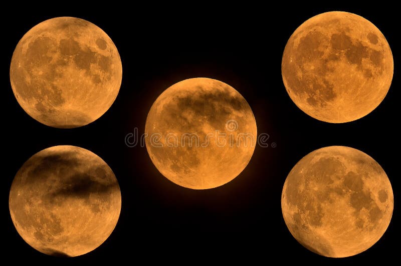 Full Orange Moon Movement Across the Sky Stock Photo - Image of ...