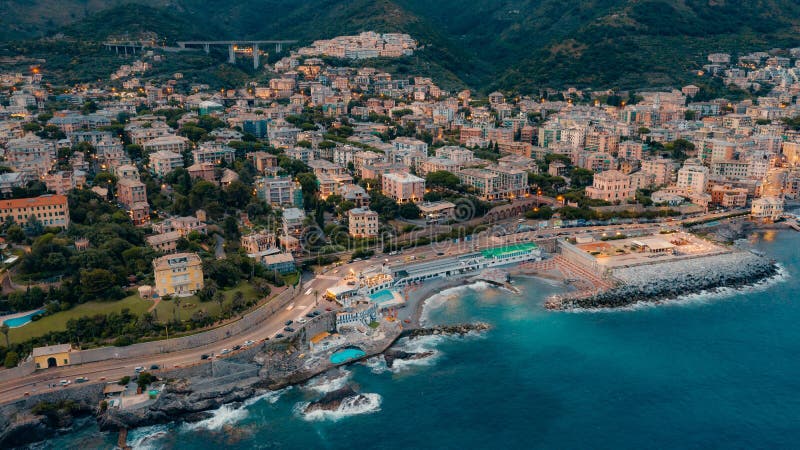 Beautiful View of Genoa Italian Riviera Stock Image - Image of hill ...
