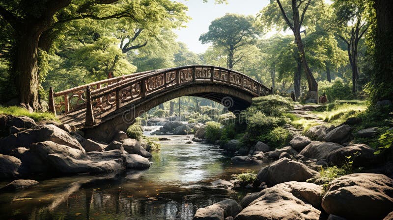 Beautiful View of Greenery and a Bridge in the Forest Stock ...