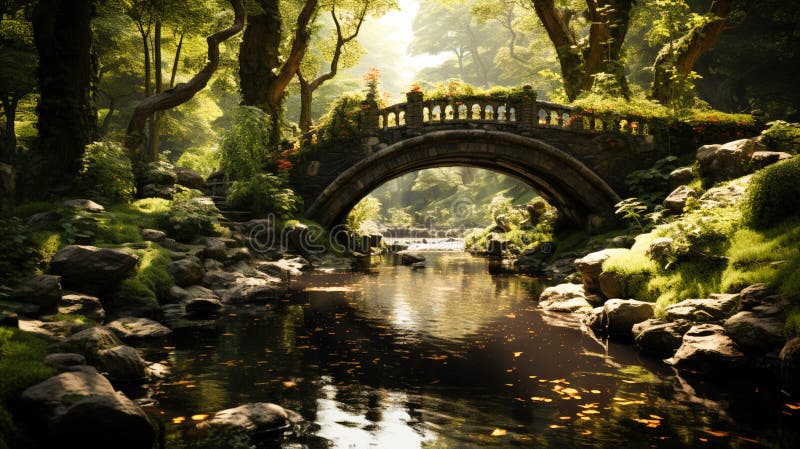 Beautiful View of Greenery and a Bridge in the Forest Stock Image ...