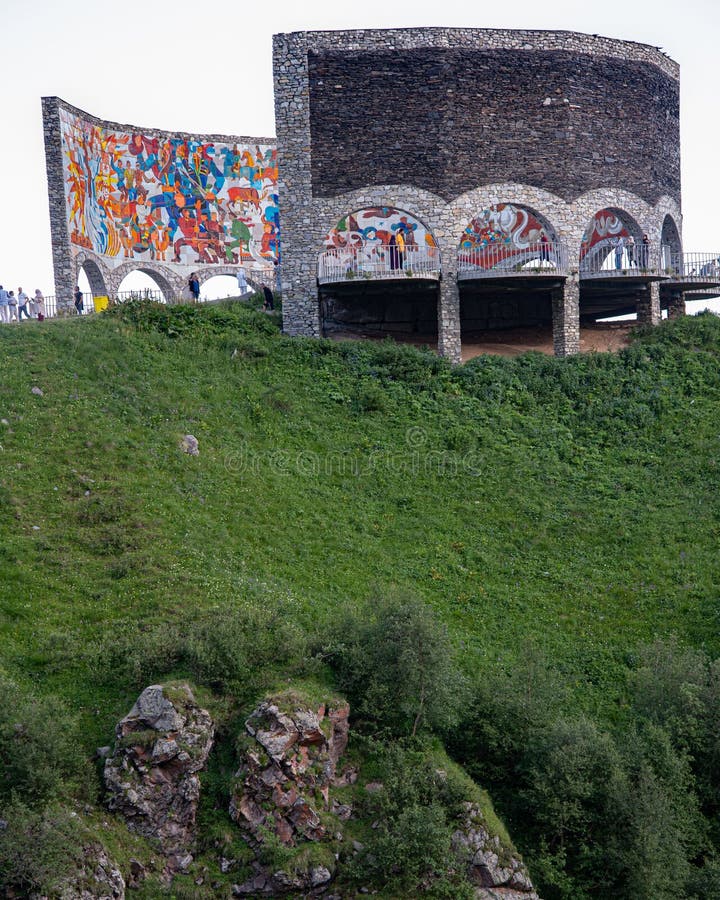 Gudauri View Point Mountaintop Lookout with Sweeping Views the Concrete ...