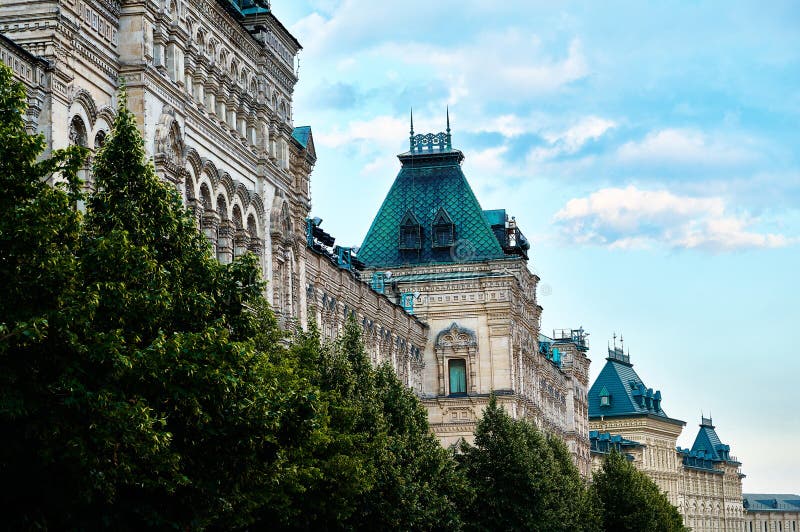 Beautiful View of the GUM Russia Building. Side View. Building. Stock ...