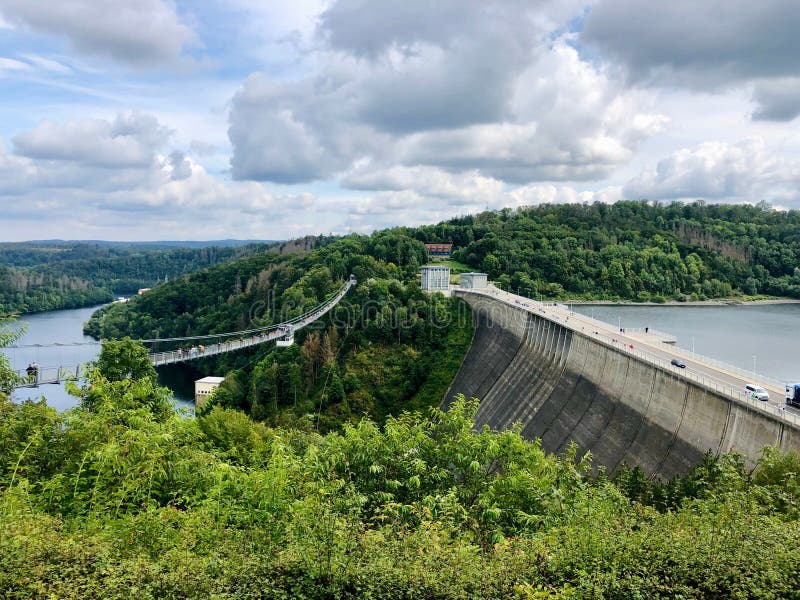 Beautiful View of the Highest Dam in Germany Rappbode Dam with a Bridge ...