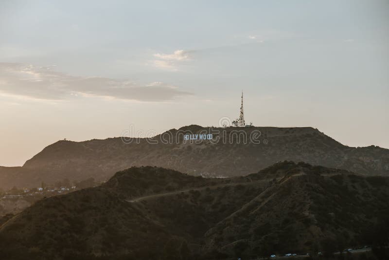 Beautiful View of a Hollywood Sign at the Sunset Time Editorial Photo ...