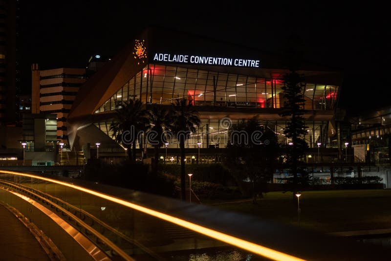 Beautiful View of the Illuminated Adelaide Convention Centre at Night ...