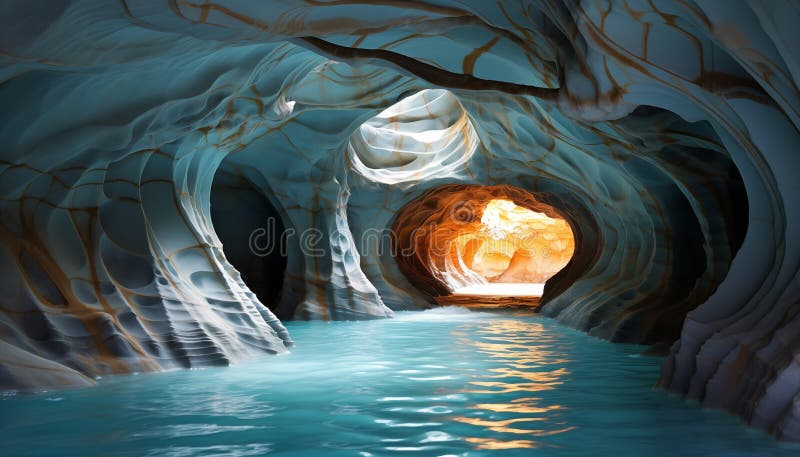 Beautiful View Inside the Coastal Marble Cave Stock Illustration ...