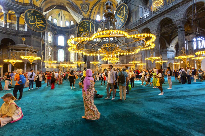 Beautiful View Inside the Hagia Sophia Mosque in Istanbul Editorial ...
