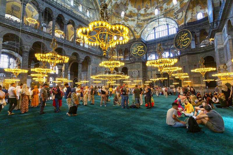 Beautiful View Inside the Hagia Sophia Mosque in Istanbul Editorial ...