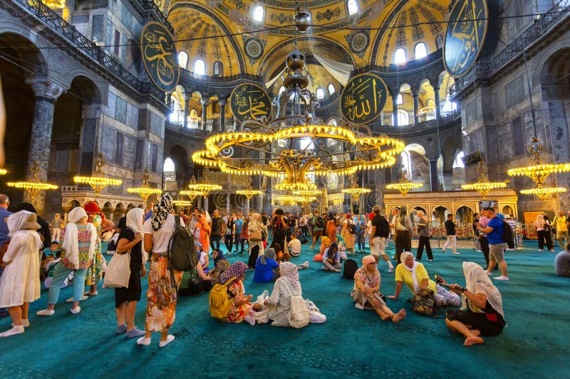 Beautiful View Inside the Hagia Sophia Mosque in Istanbul Editorial ...