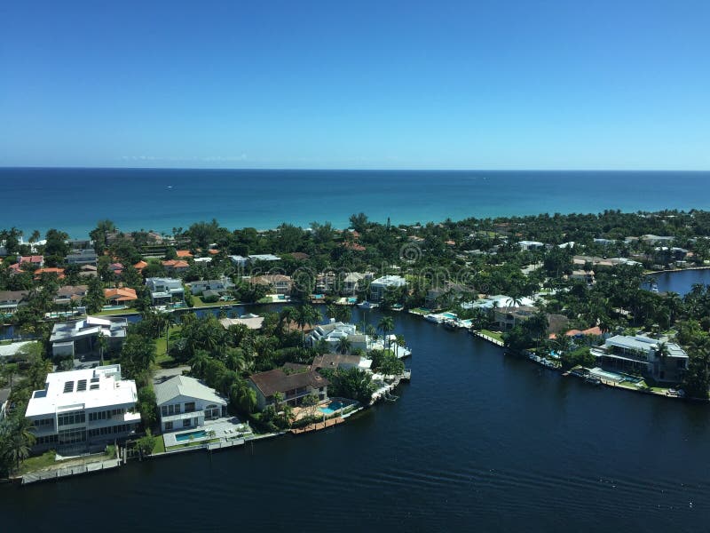 Beautiful View of the Intracoastal, Ocean, and a City Stock Image ...