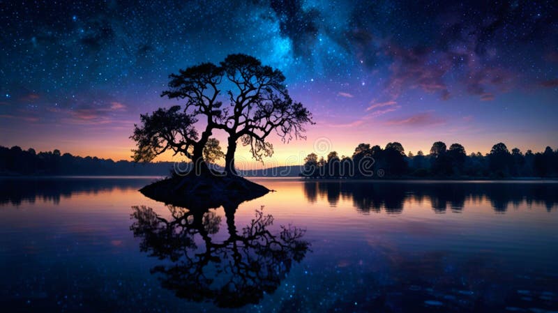 Beautiful View of a Lake with an Amazing Twilight Atmosphere Stock ...