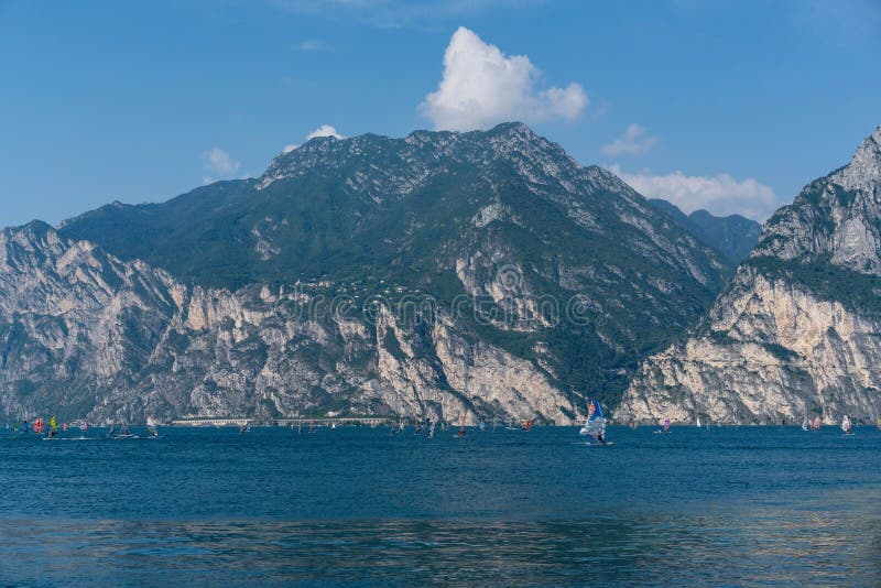 Beautiful View of Lake Garda with Mountains in the Background in Italy ...