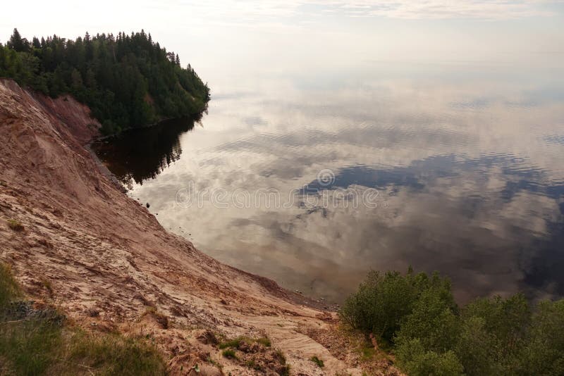 Beautiful View of the Lake and the Steep Coast . the Surface of the ...
