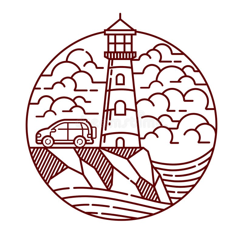 Beautiful View of the Lighthouse Line Illustration Stock Illustration ...