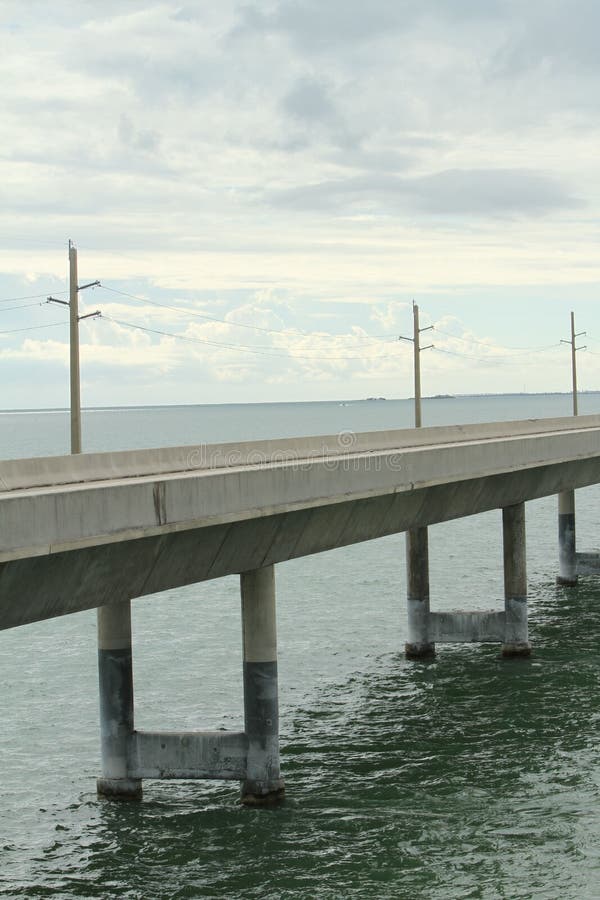 Beautiful View of a Long Road Bridge Over the Ocean Stock Image - Image ...