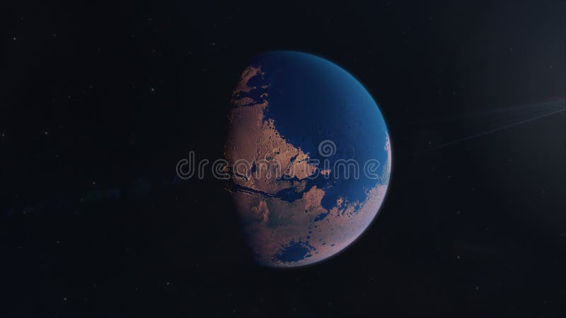 Beautiful View of Mars Terraforming with a Starry Sky Background Stock ...