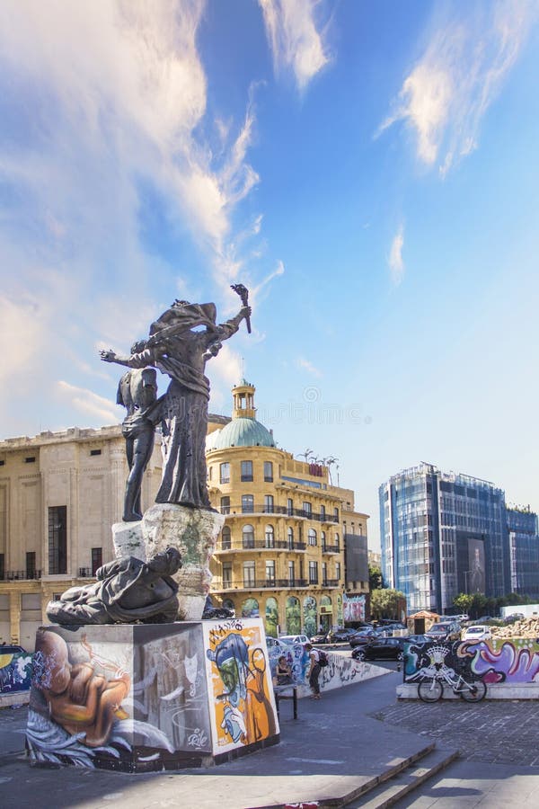 Martyrs` Monument on the Martyrs` Square in Downtown Beirut, Lebanon ...