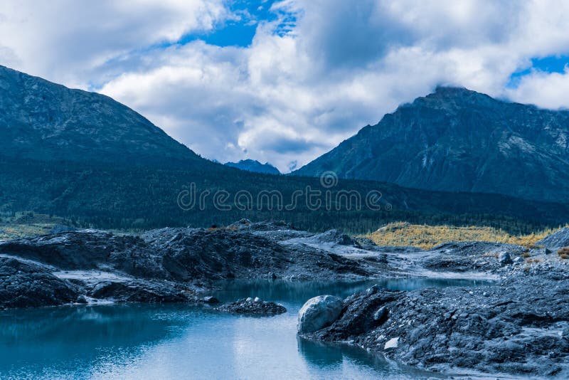 Beautiful View on Melting Glacier Blue Ice with Around Stock Image ...