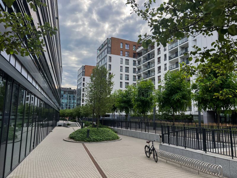 Beautiful View of Modern Buildings and Green Trees in City Editorial ...