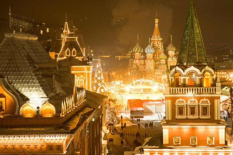 Beautiful View of the Moscow Ice Rink and Red Square Stock Image ...