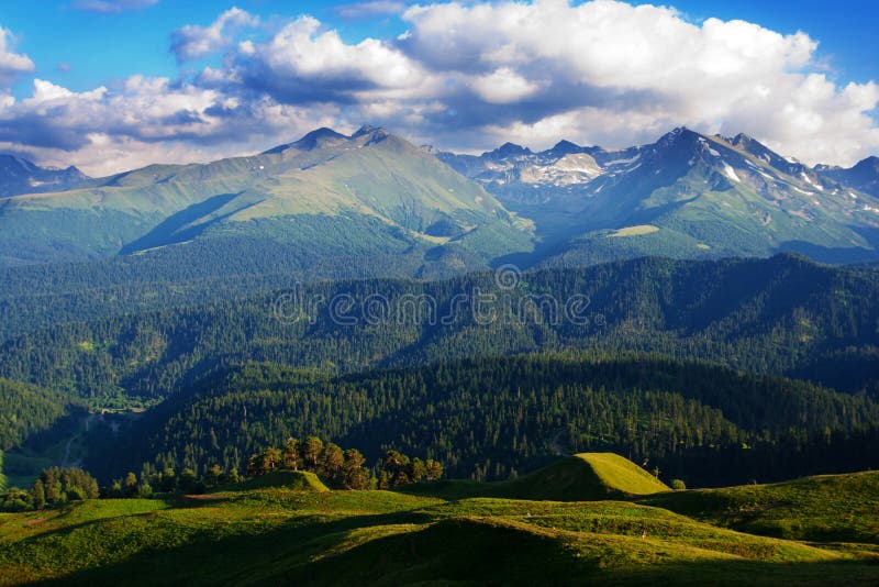View Of The Western Caucasus Stock Photo - Image of grass, landscape ...