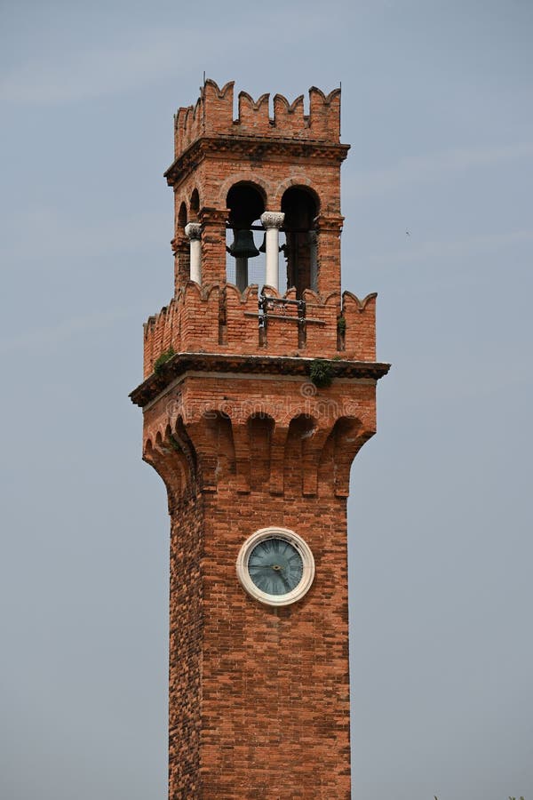 Beautiful View of the Murano Clock Tower Against a Blue Sky Background ...