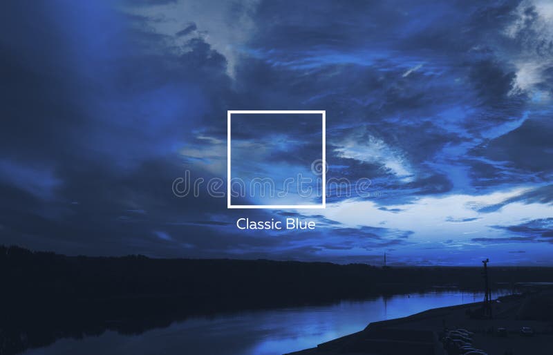 Beautiful View of the Ocean. Dusk. Color 2020 Classic Blue. Editorial ...