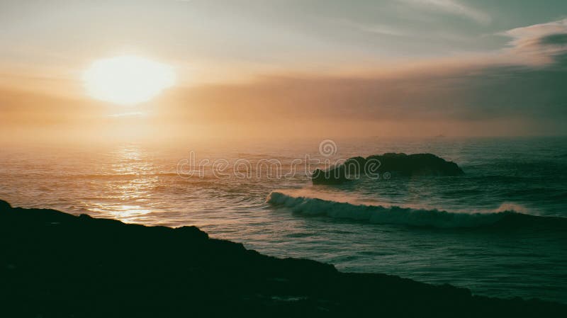 Beautiful View of Ocean Waves during Sunset Stock Image - Image of ...