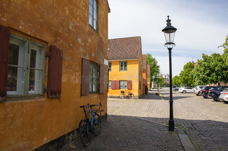 Beautiful View of Old Yellow Houses in Famous Nyboder District with a ...