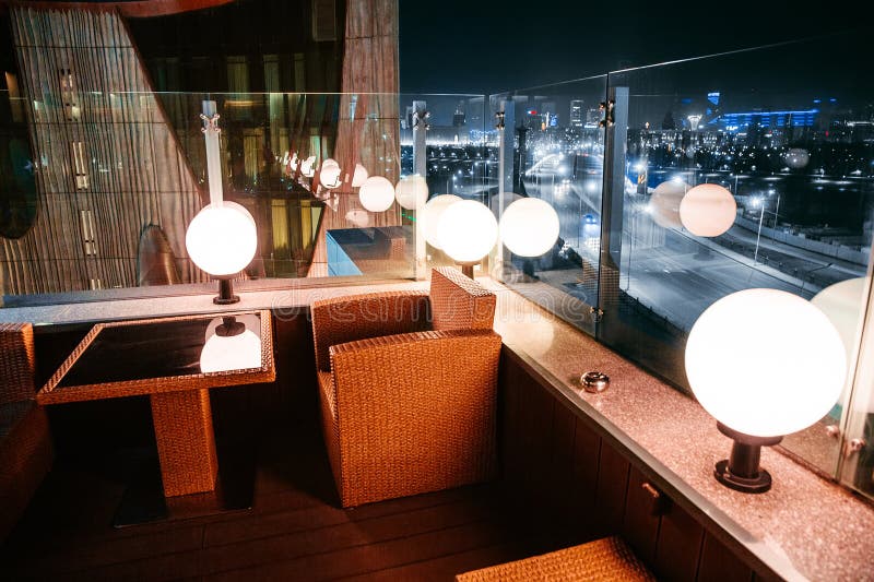 Beautiful View from Open Terrace of a Luxurious Restaurant on the Night ...