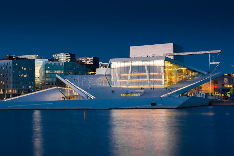 Beautiful View of the Oslo Opera House at Night, Norway Editorial Photo ...
